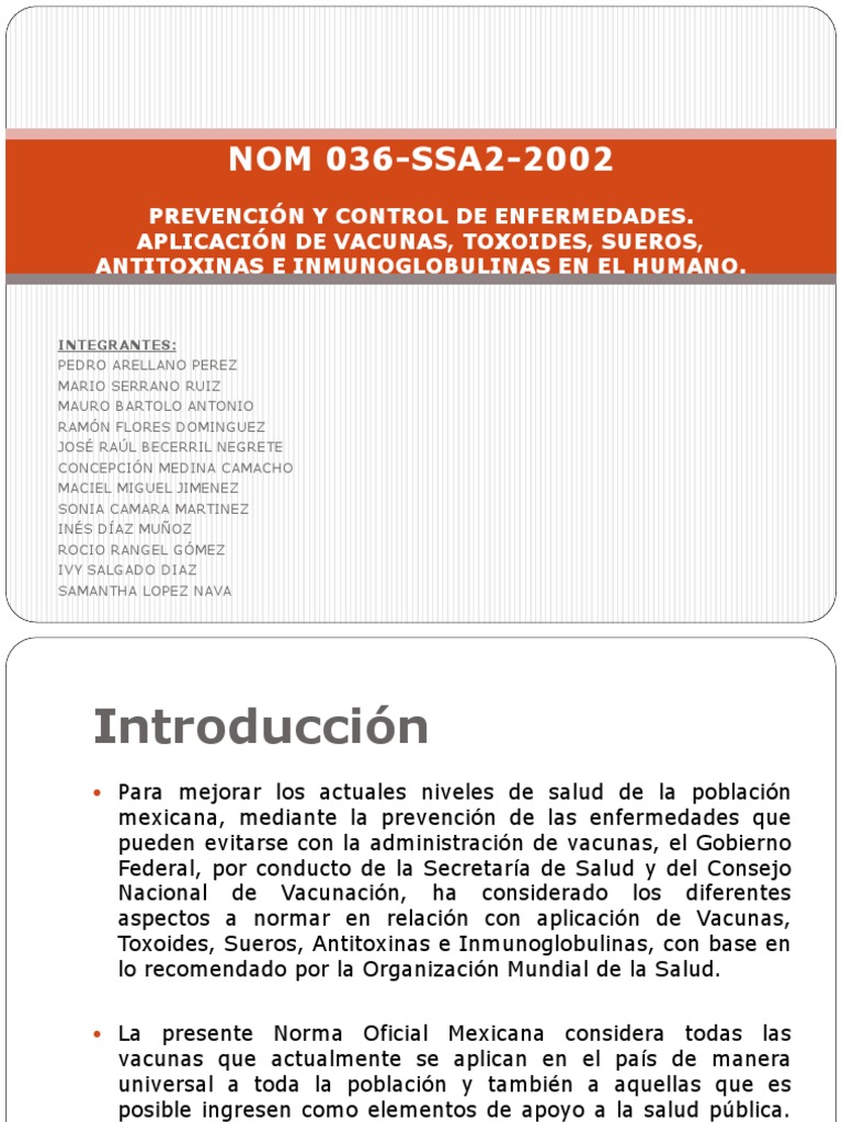 NOM 036-SSA2-2002 | Vacunas | Salud pública