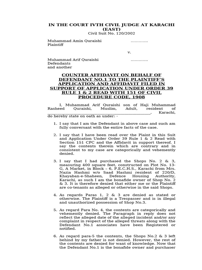 Counter Affidavit | PDF | Affidavit | Justice