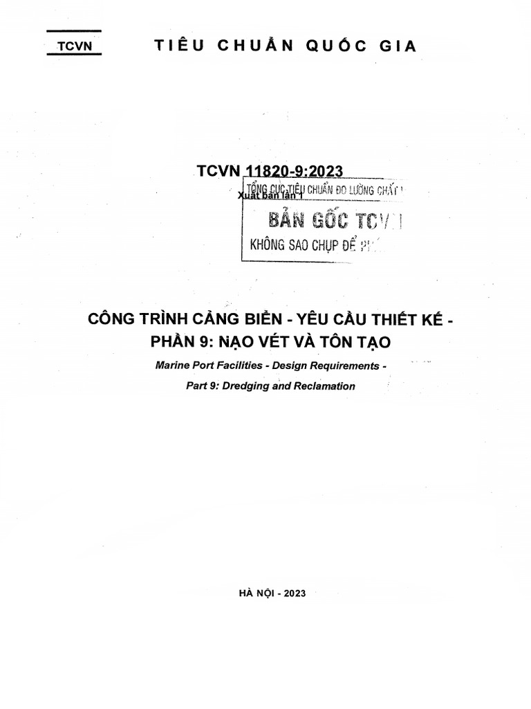 Tieu Chuan TCVN 11820 92023 Cong Trinh Cang Bien Yeu Cau Thiet Ke Phan ...
