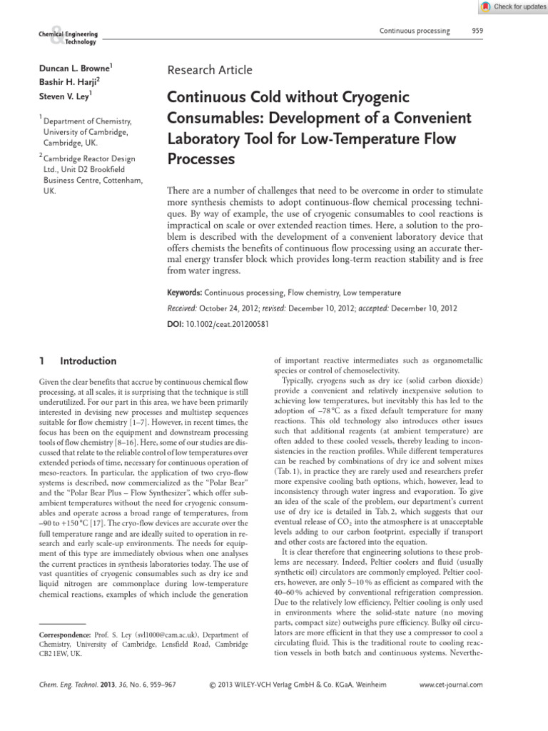 Chem Eng Technol - 2013 - Browne - Continuous Cold Without Cryogenic ...