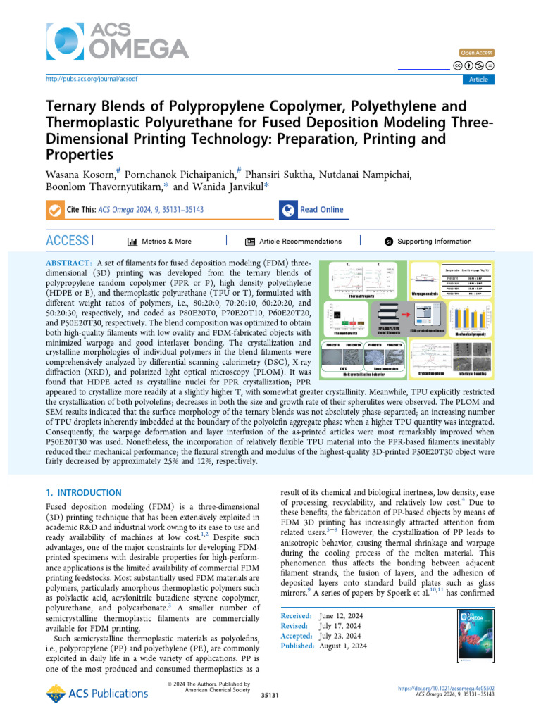 Ternary Blends of Polypropylene Copolymer, Polyethylene and ...