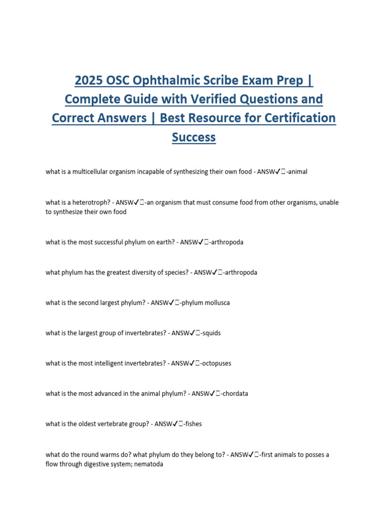 2025 Ophthalmic Scribe Exam Guide | PDF | Primary Production ...