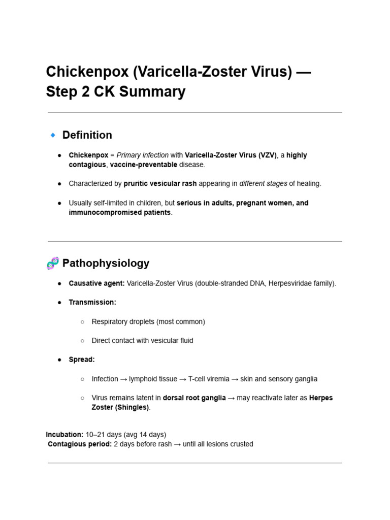 Chickenpox (Varicella-Zoster Virus) | PDF | Cutaneous Conditions ...