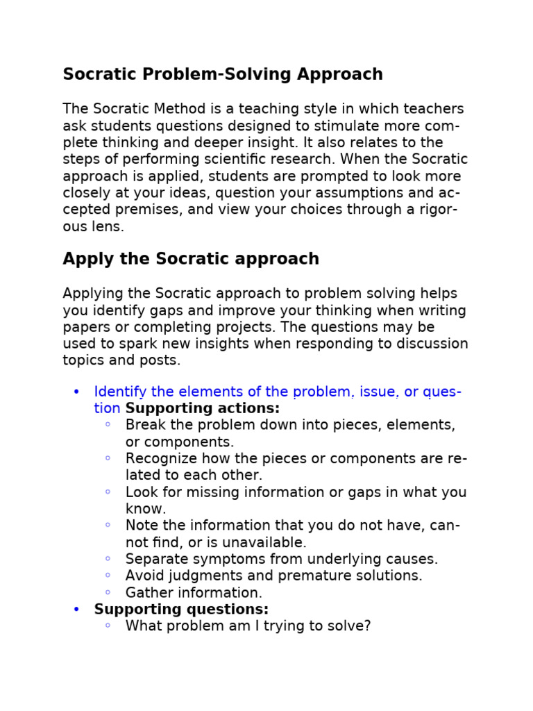 Socratic Problem-Solving Approach | PDF | Evidence | Inference