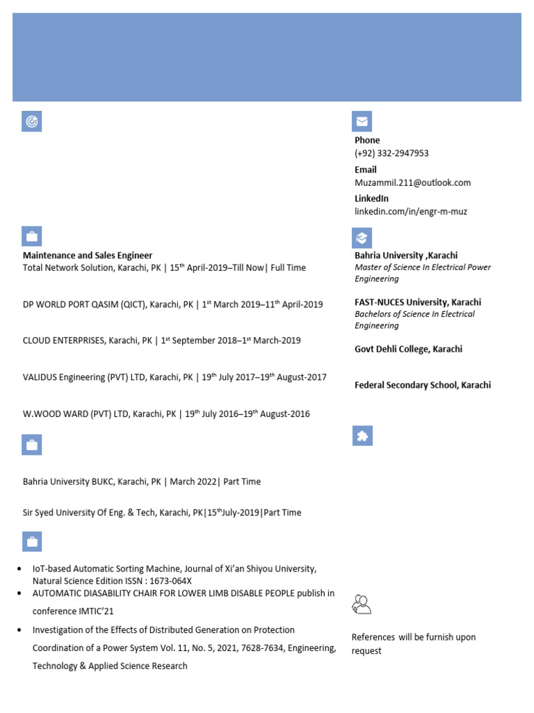 Muzammil CV Blue | PDF | Engineering | Computing