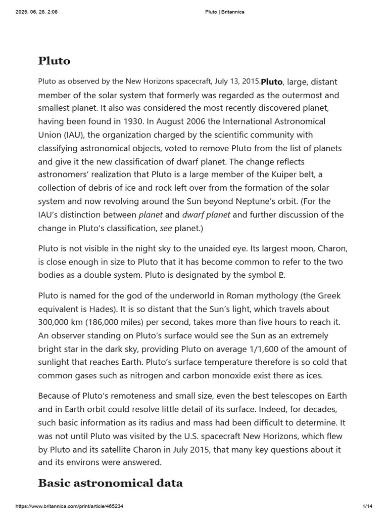 Pluto _ Britannica | PDF | Pluto | Planets