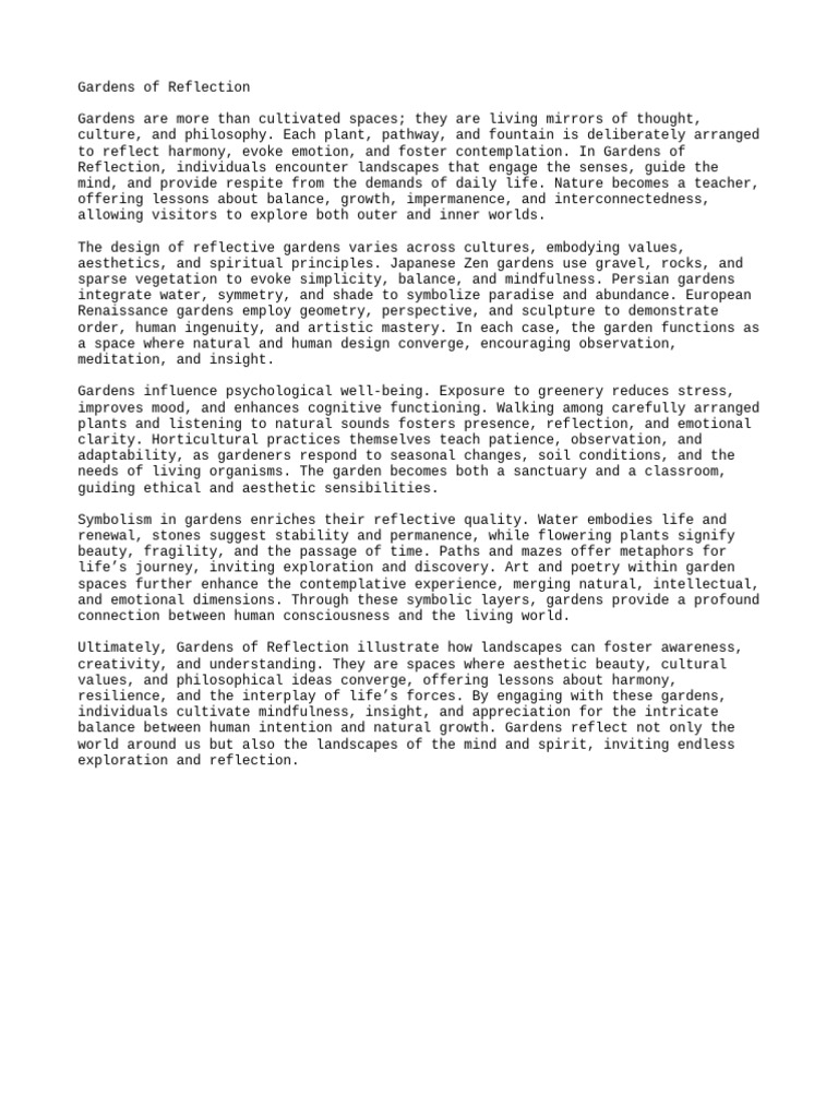 Gardens of Reflection | PDF | Gardens | Aesthetics