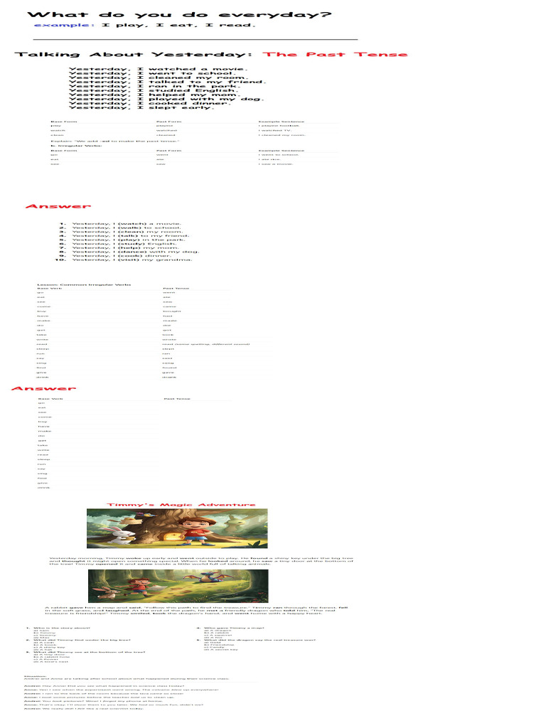 Past Tense Verb | PDF