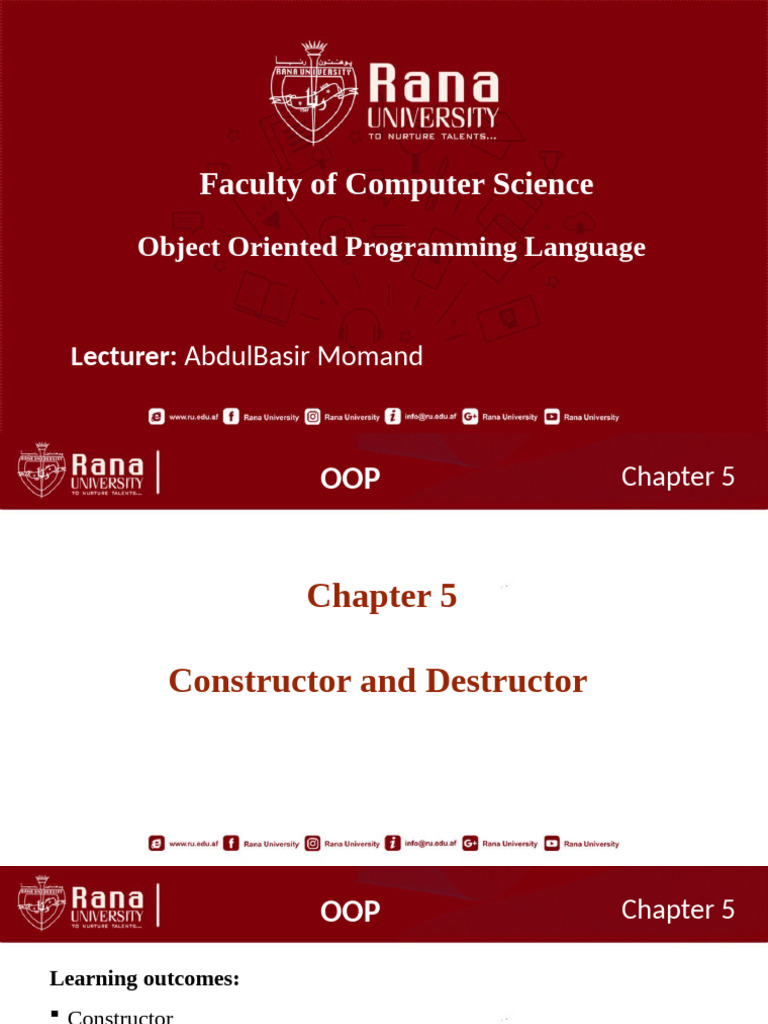 Chapter 5 Constructor | PDF | Constructor (Object Oriented Programming) | Programming