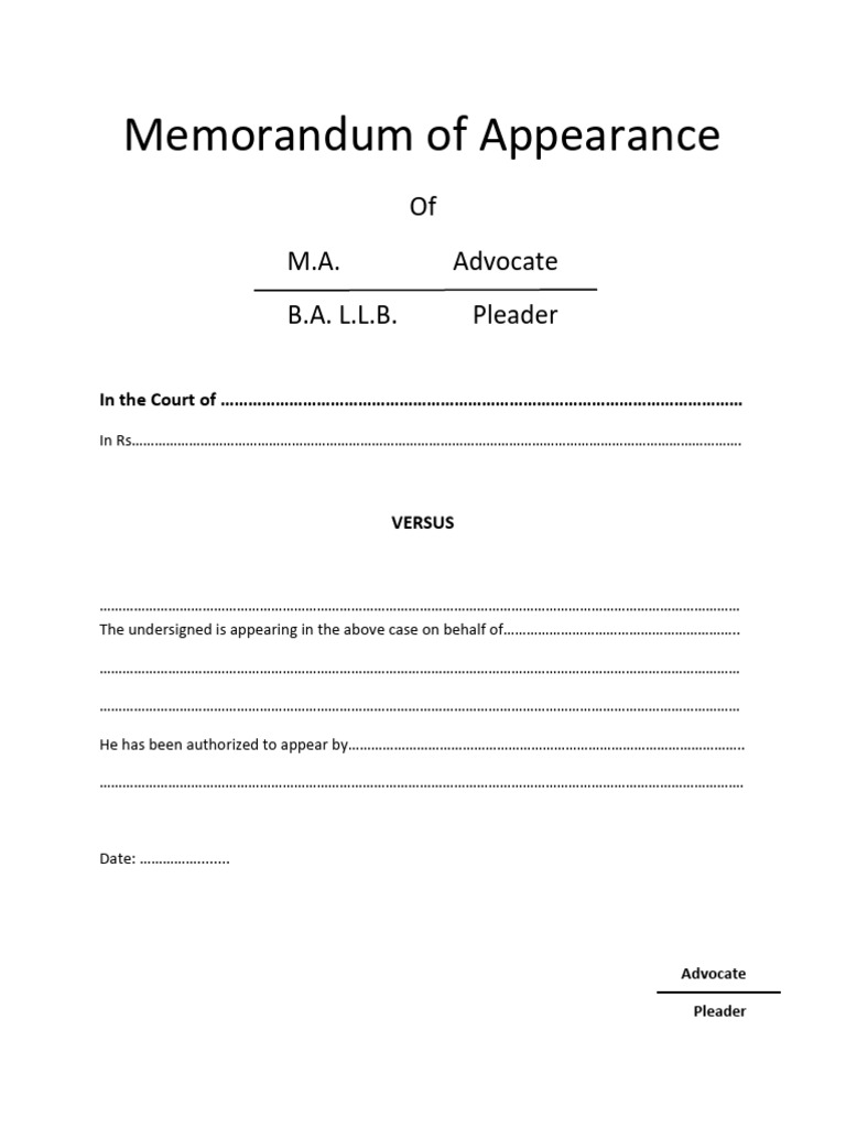 Memorandum of Appearance Form_6 (1) | PDF
