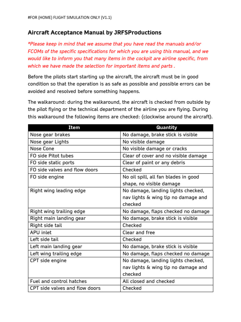 Aircraft Acceptance Manual | PDF | Aeronautics | Transport