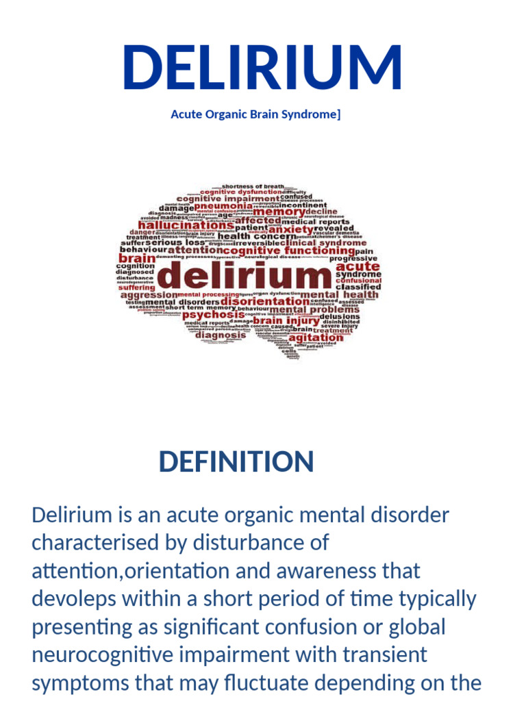 Delirium Acute Organic Brain Syndrome | PDF
