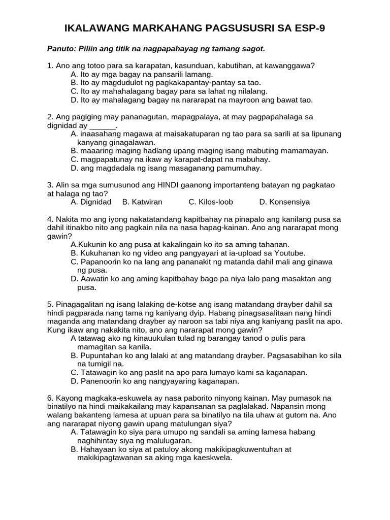 2nd Quarter Reviewer in Esp 9 | PDF