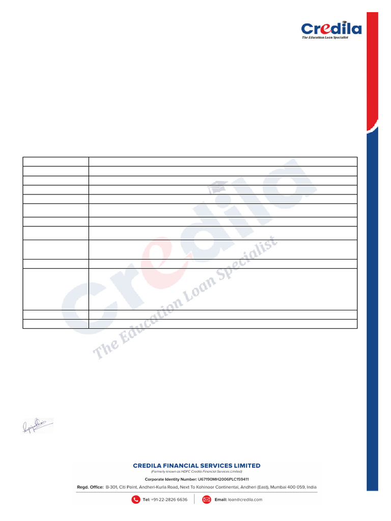 Sanction Letter Document 1755591577066 | PDF | Loans | Student Loan