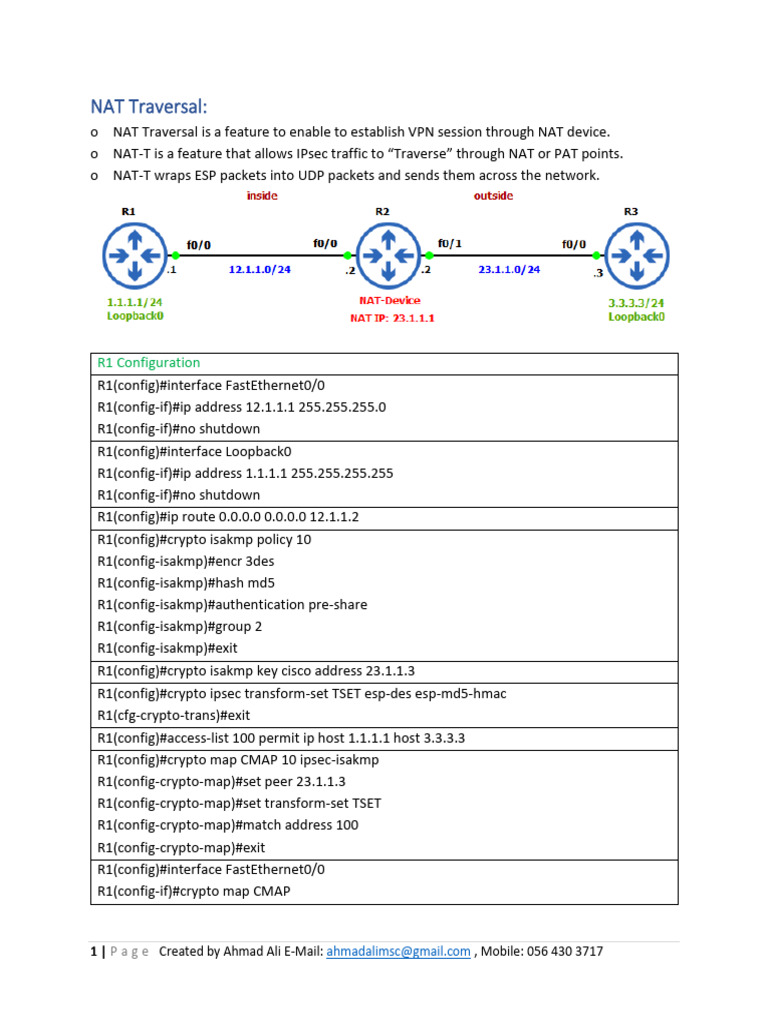 NAT Traversal and VPN Configuration Guide | PDF | Communications ...