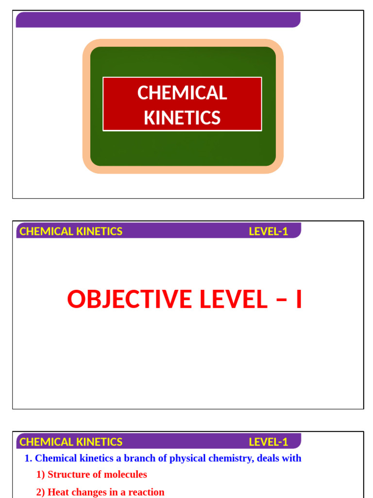 Che Sr Ck m 08 Obj Level 01(26 May 2016) | PDF | Reaction Rate | Chemical Kinetics