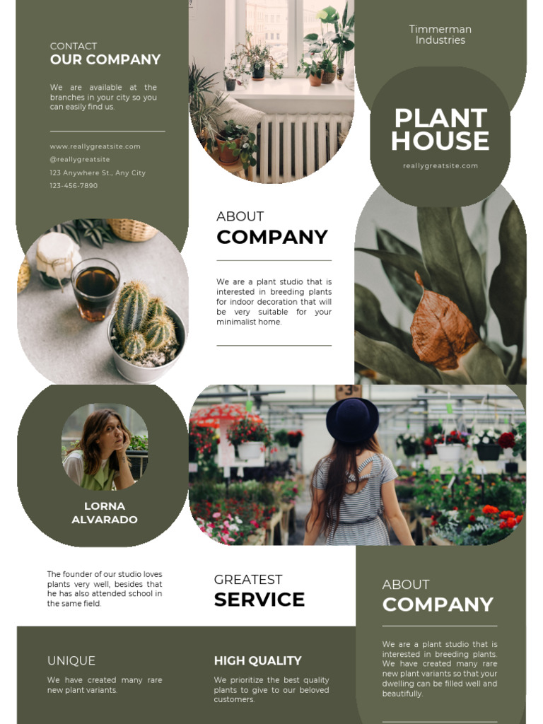 Green Modern Plant House Trifold Brochure | PDF