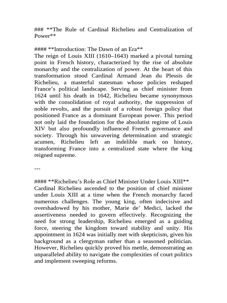 5-The Rule of Cardinal Richelieu and Centralization of Power | PDF ...