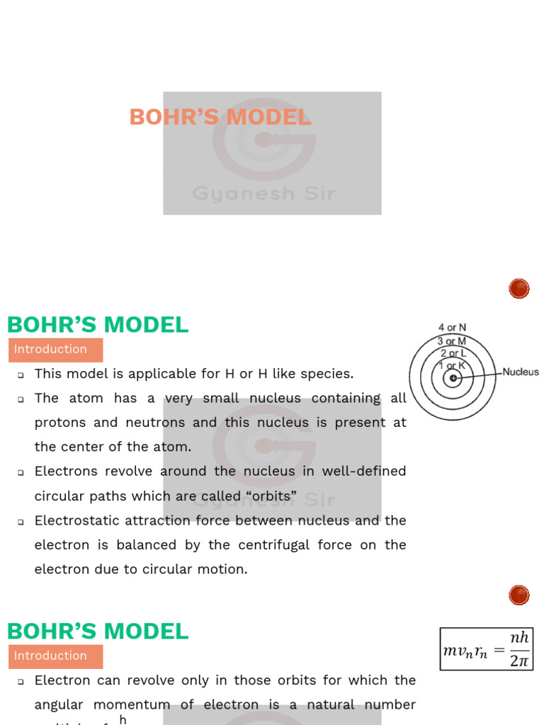 Bohr's Model | PDF | Spectral Line | Electron