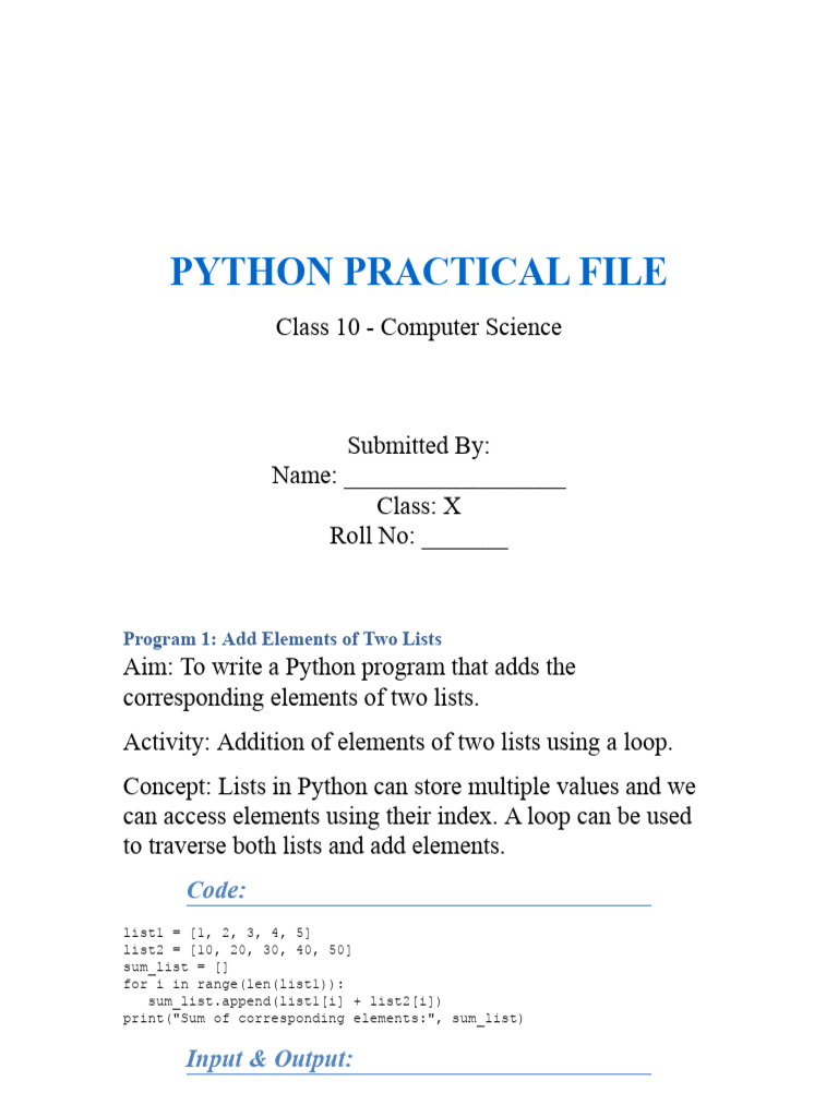 Python Practical File-1 | PDF | Comma Separated Values | Computing