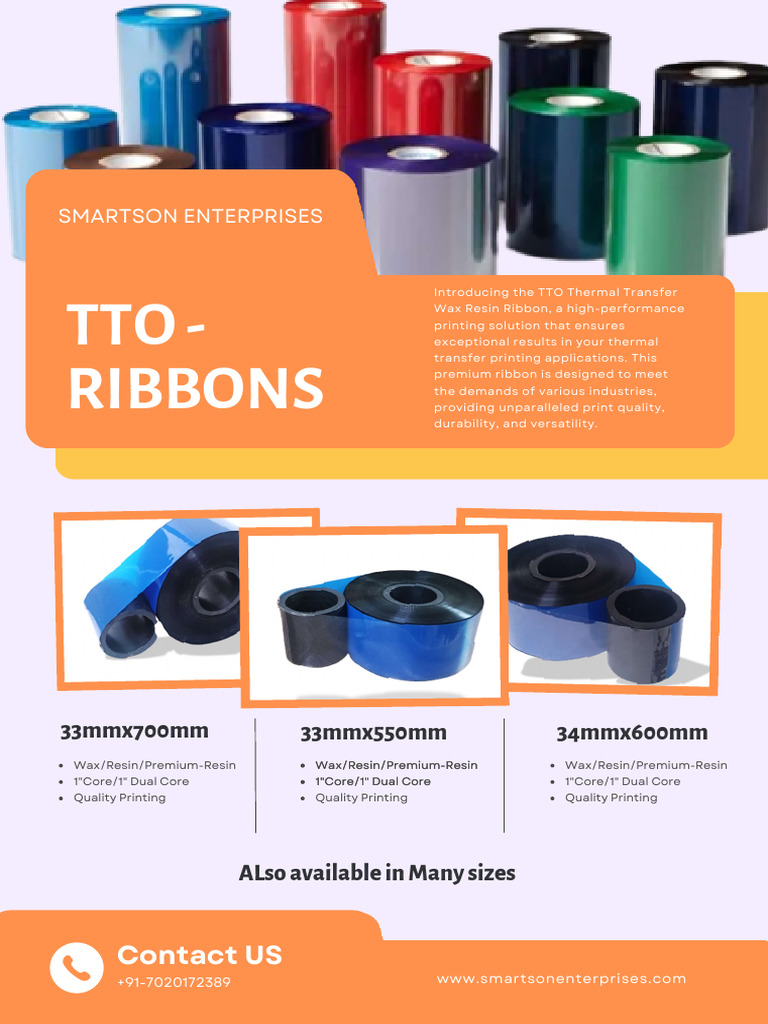 Smartson Enterprises Tto Ribbon 22mm x 500m | PDF