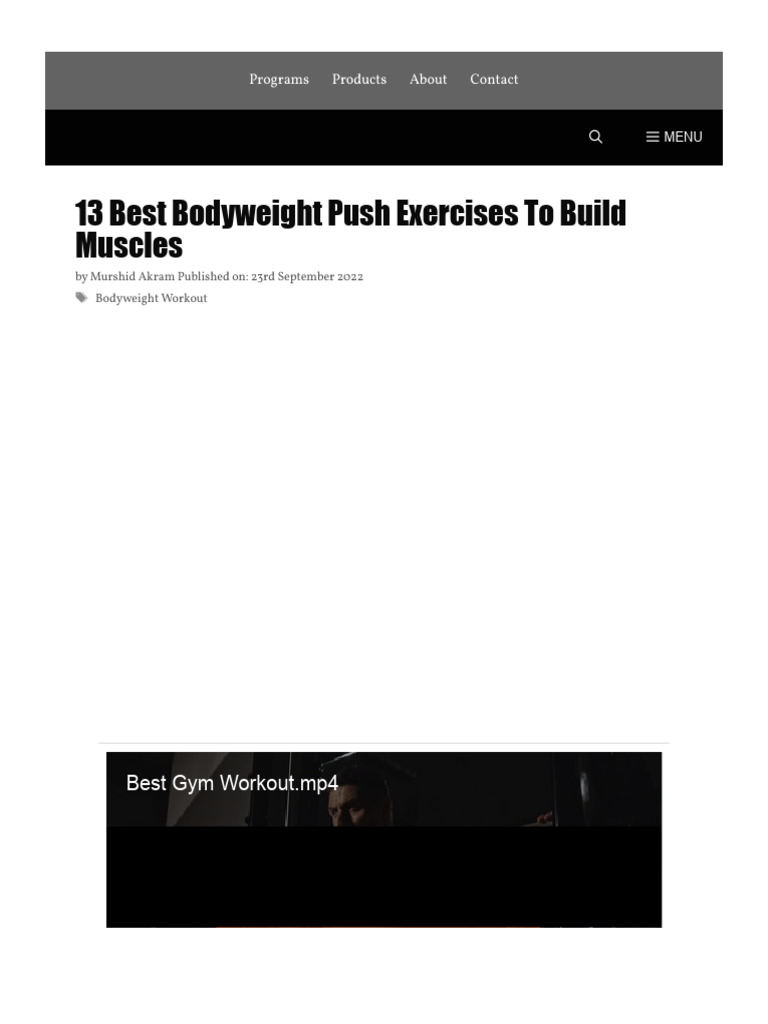 13 Best Bodyweight Push Exercises to Build Muscles | PDF | Arm | Limbs ...