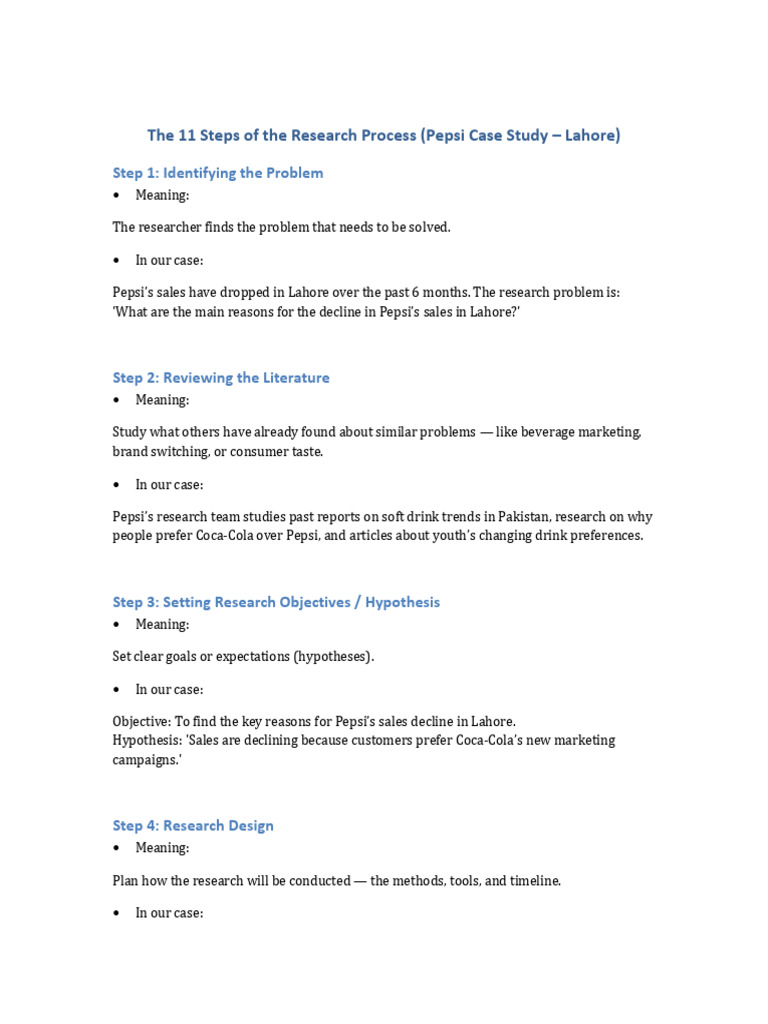 Research Process Pepsi Example | PDF | Pepsi | Marketing