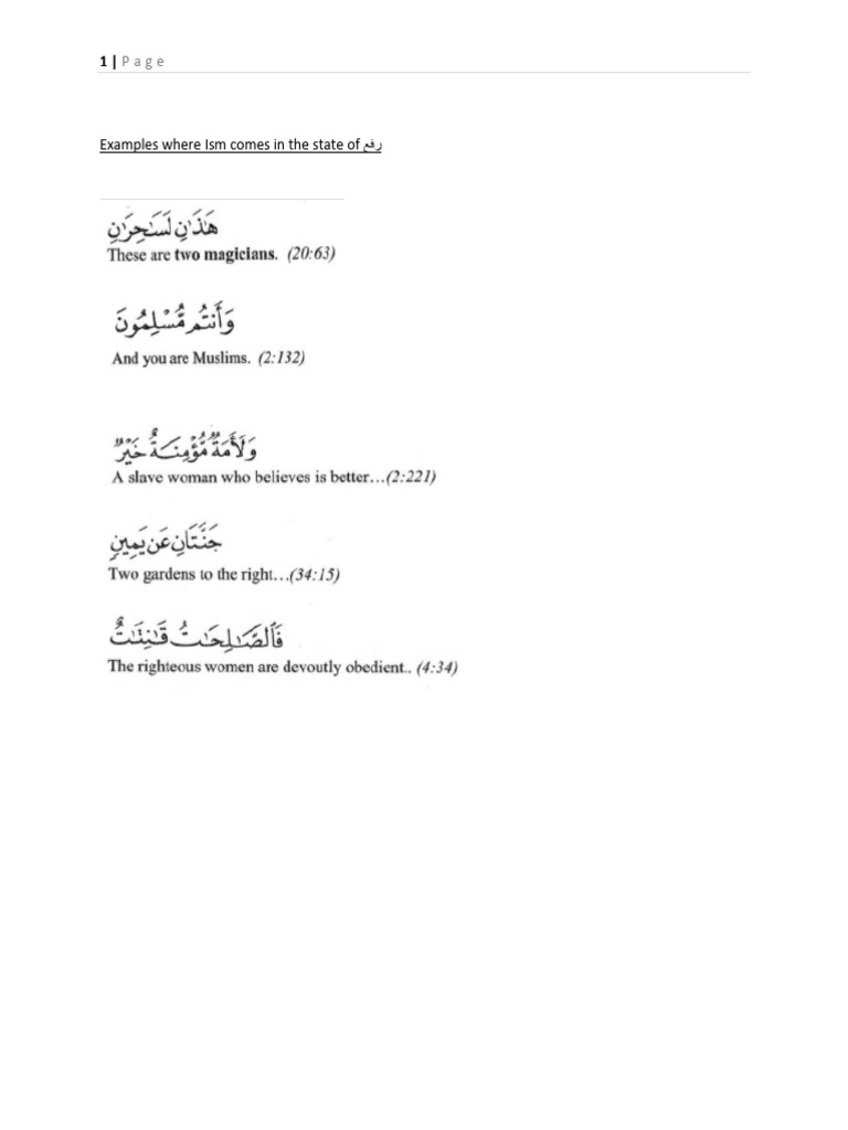 Quranic Examples Rafa Nasab Jar | PDF