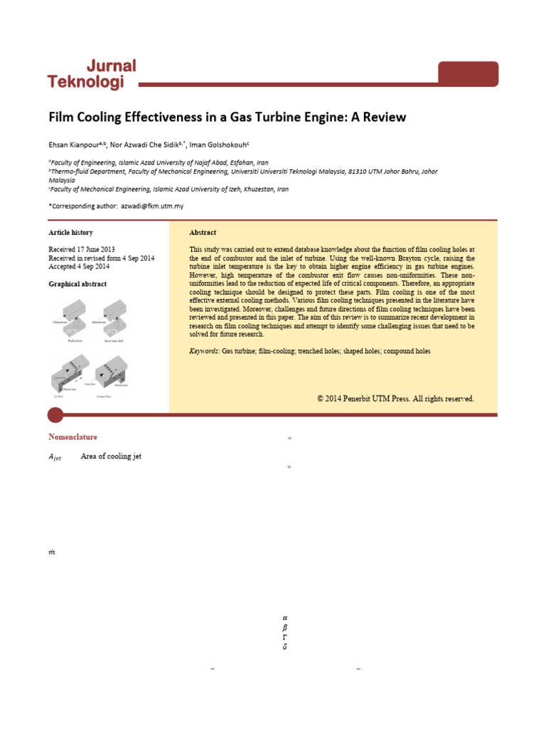 Film Cooling in Gas Turbines: Review | PDF | Viscosity | Heat