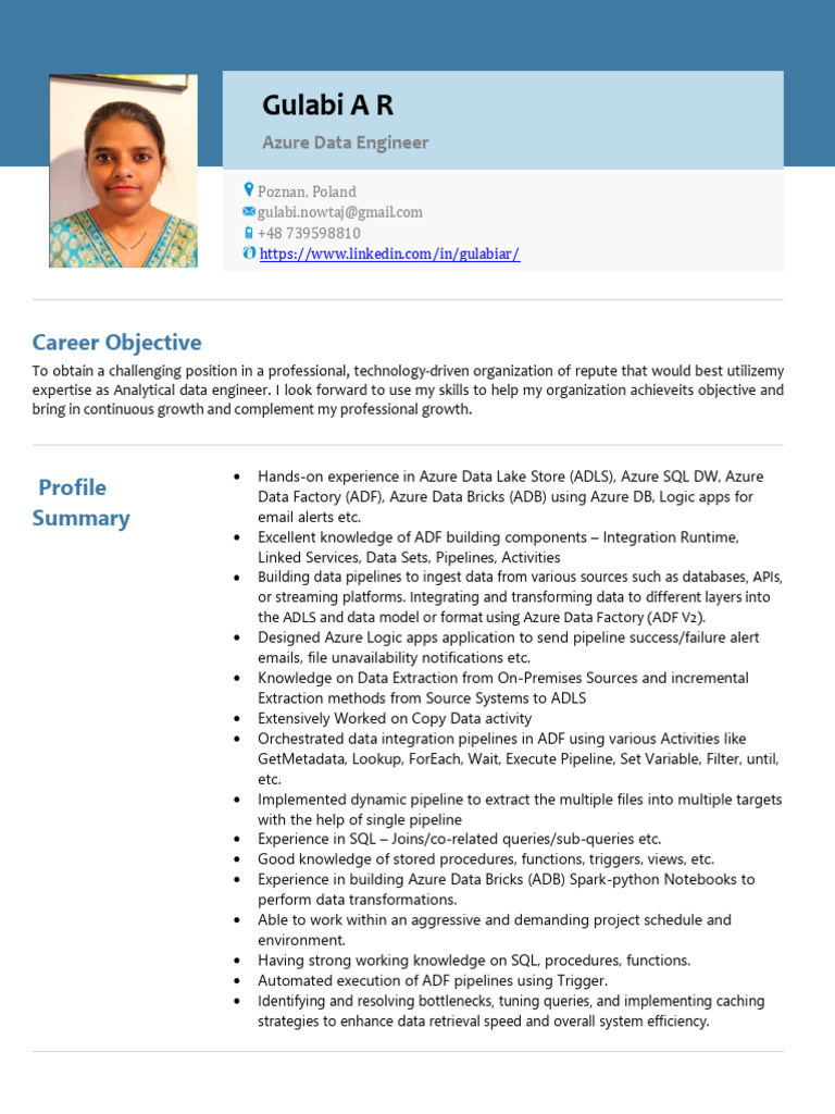 Gulabi Azure Data Engineer | PDF | Databases | Microsoft Azure