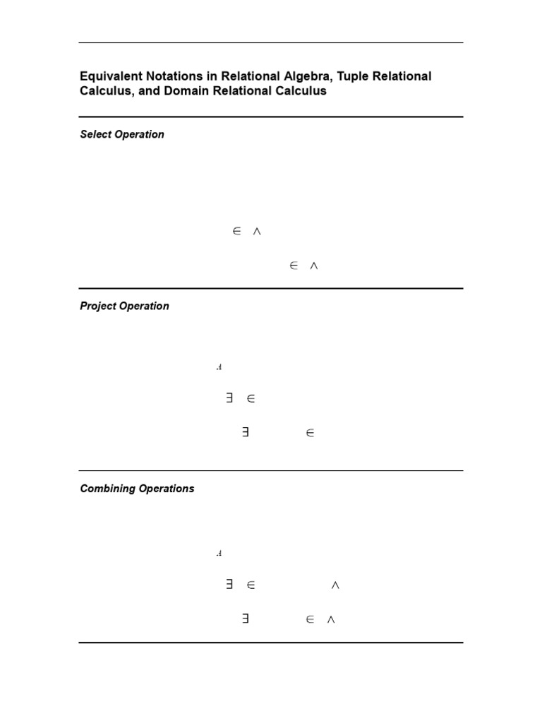 Equiv Notations RA TRC DRC | PDF | Mathematics | Data Model