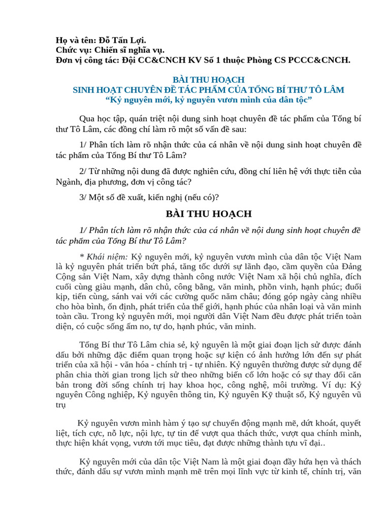 Bài Thu Ho CH - ĐTL I | PDF