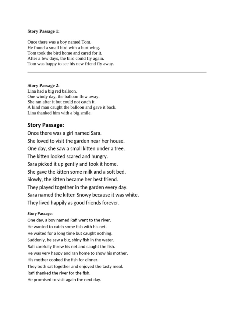 Story Passage 1 | PDF