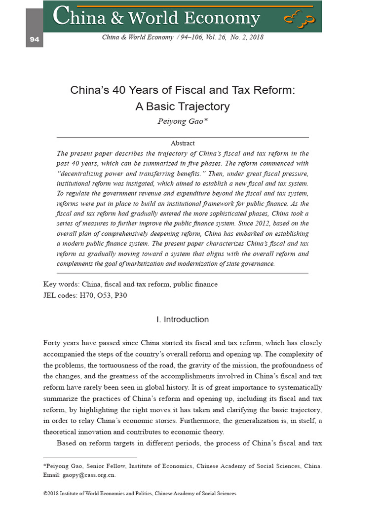 Gao2018 China's 40 Years of Fiscal and Tax Reform-A Basic Trajectory ...