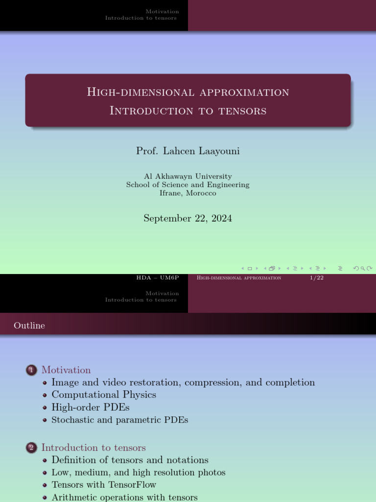 Tensors in High-Dimensional Approximation | PDF | Tensor | Field (Physics)