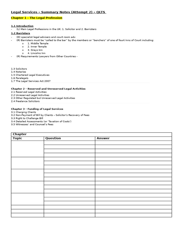Legal Services - Summary Notes - QLTS (Recovered) ? | PDF | Mortgages ...
