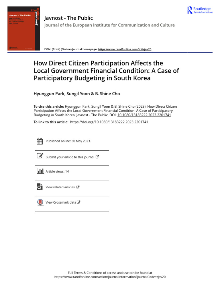 Impact of Citizen Participation on Local Finances | PDF | Ordinary ...