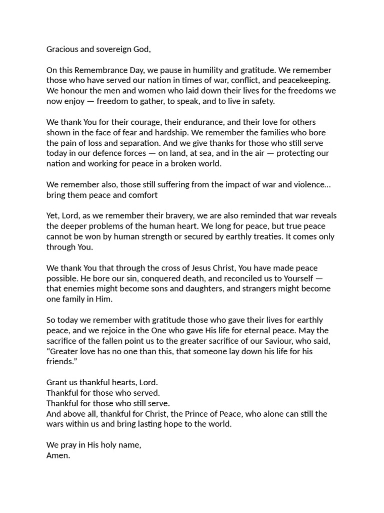Remembrance Day Prayer | PDF