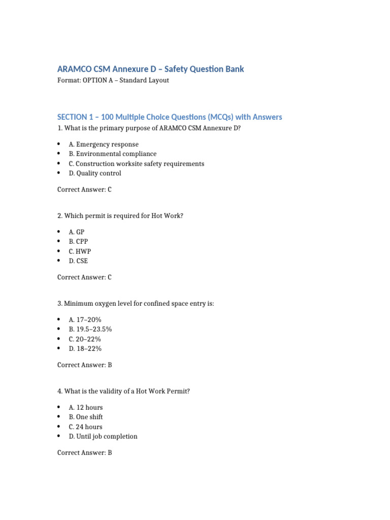 ARAMCO CSM Annexure D FULL QUESTIONS | PDF | Chess | Chess Theory