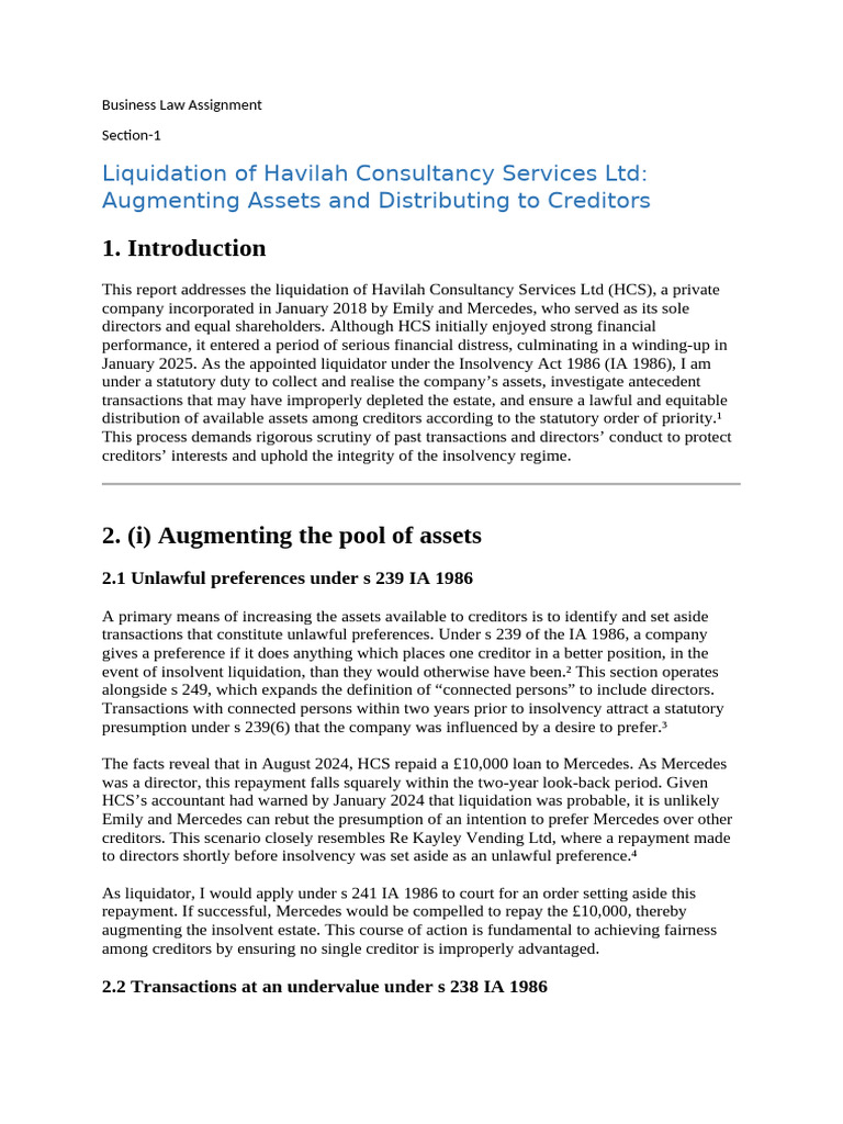 Liquidation Process of Havilah Consultancy | PDF | United Kingdom ...