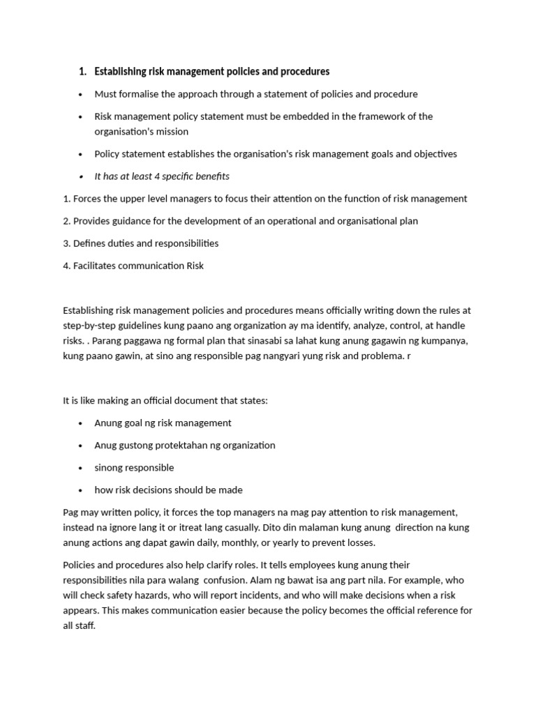 Risk Management Policies Explained | PDF | Risk | Risk Management