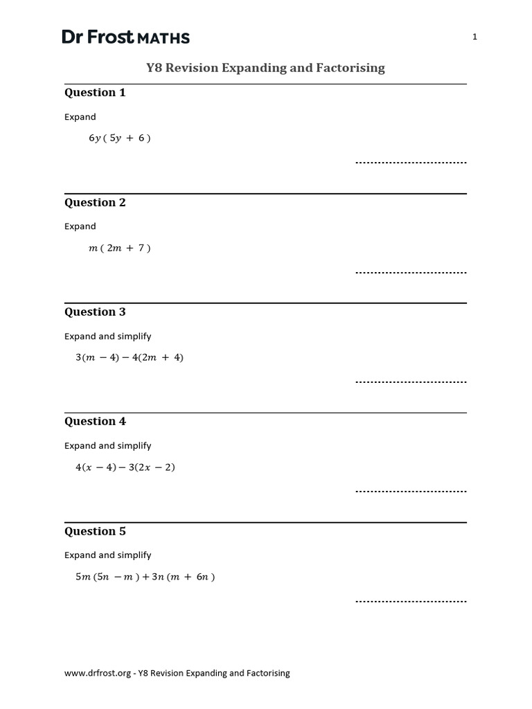 Y8 Revision Expanding and Factorising | PDF | Mathematics | Number Theory