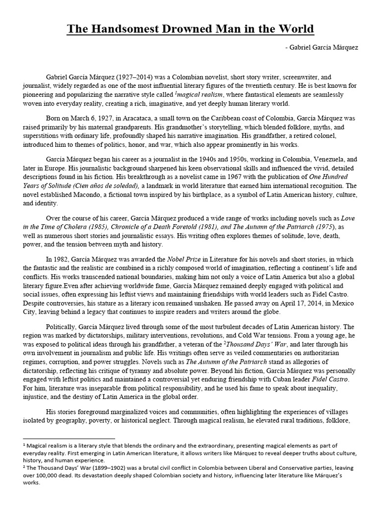 The Handsomest Drowned Man in The World1 | PDF | Gabriel García Márquez ...