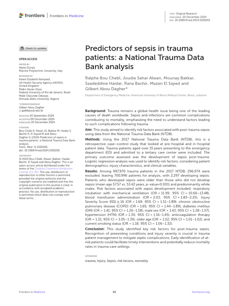 Fmed 11 1500201 | PDF | Sepsis | Heart Failure
