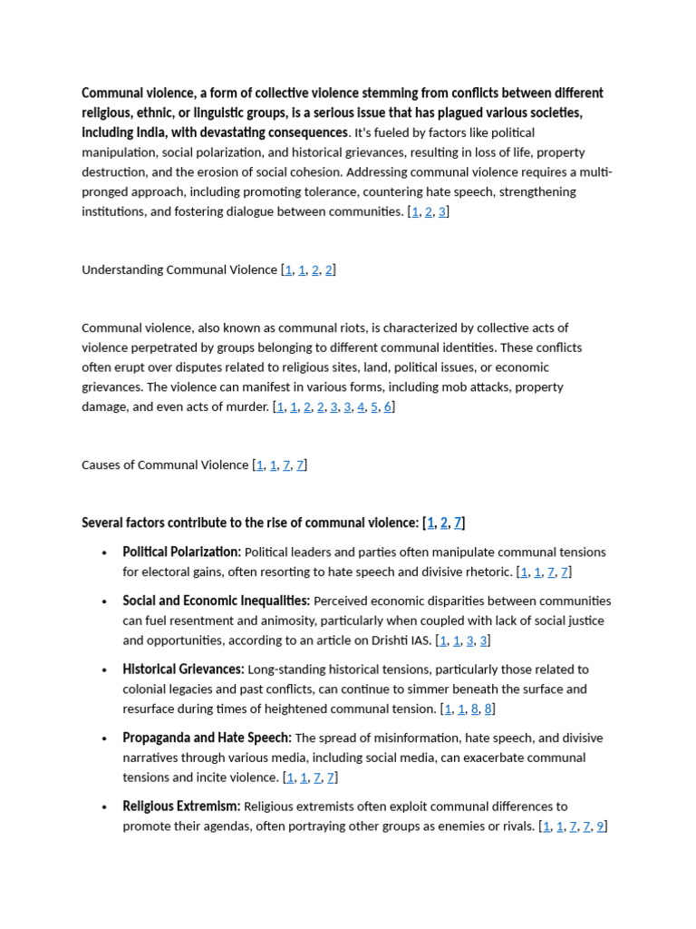 Communal Violence AI GEMINI | PDF | Violence | Hatred