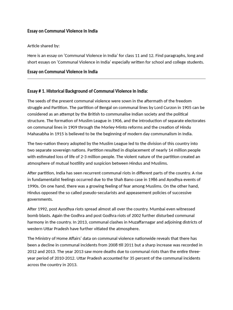 Understanding Communal Violence in India | PDF | Partition Of India