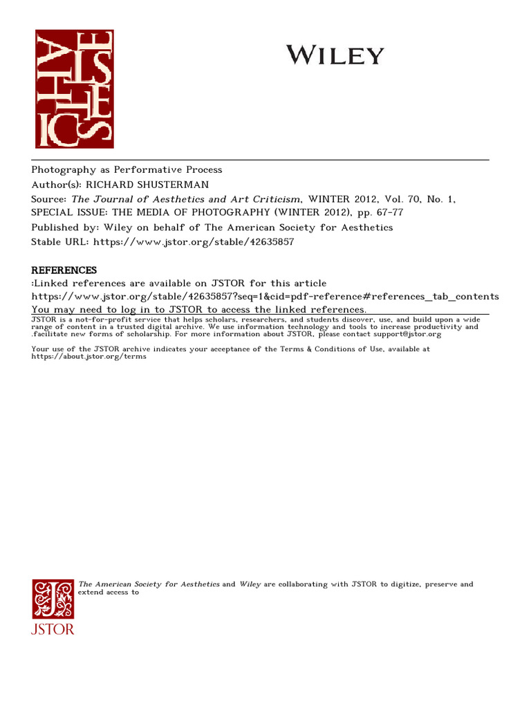 Photography As Performative Process | PDF | Camera | Aesthetics