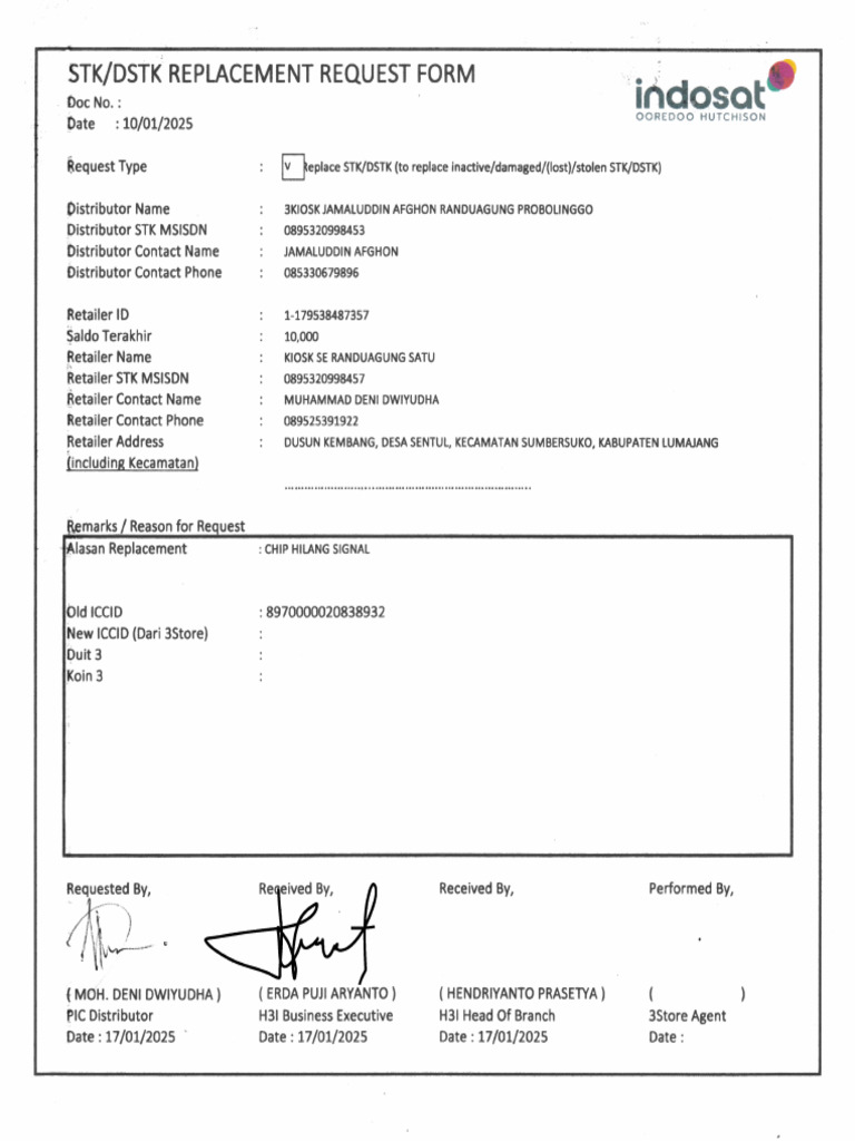 FORM Replacement DSTK Dan Beda Owner | PDF