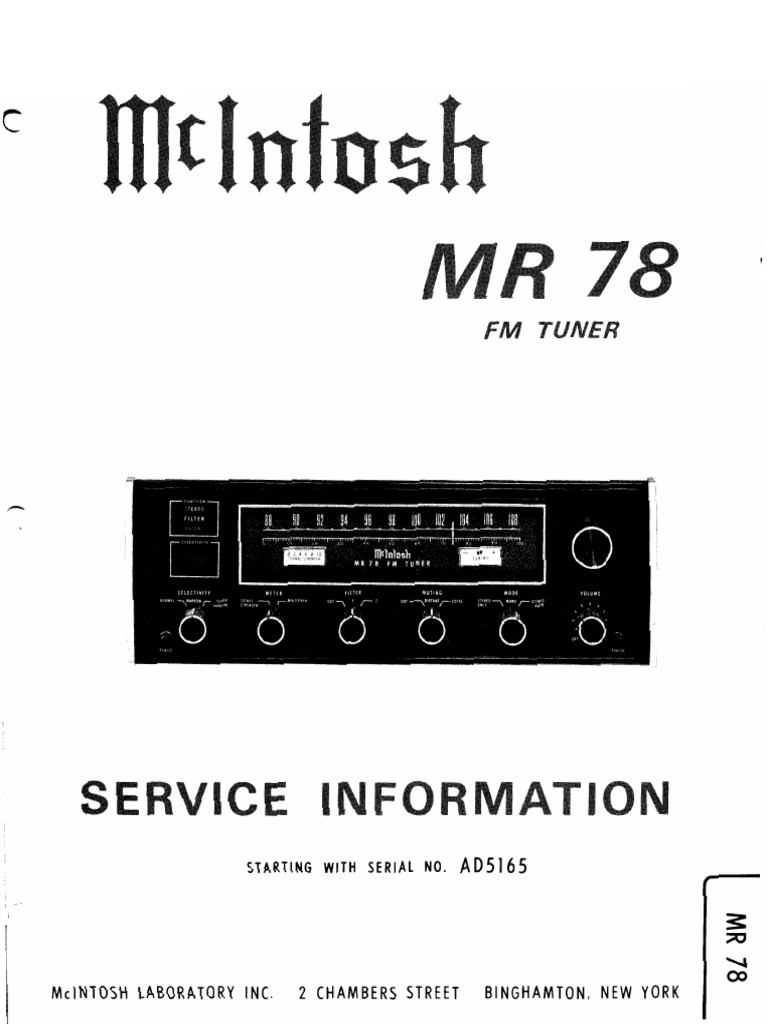 Mcintosh mr-78 Tuner | PDF