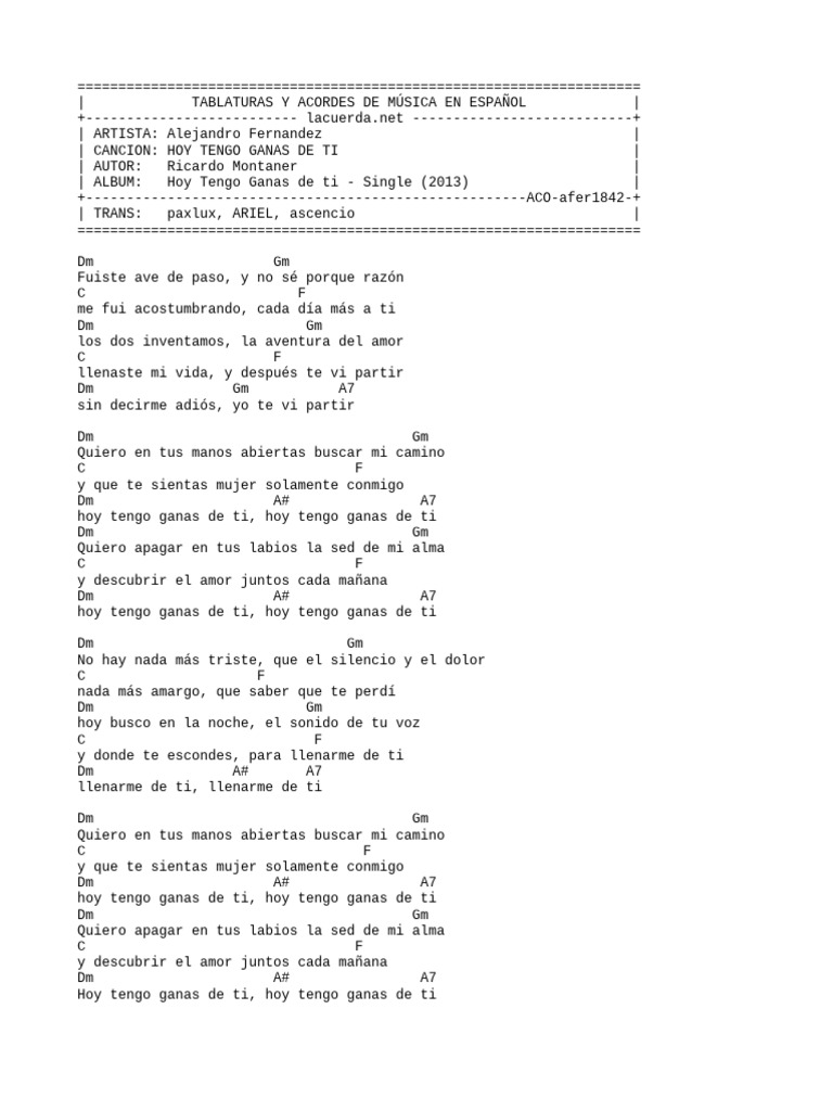 Hoy Tengo Ganas de Ti-2 | PDF | Música grabada | Música pop